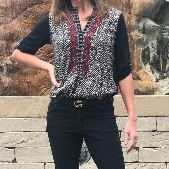 THML | Tops | Nwt Thml 34 Sleeve Embroidered Top | Poshmark